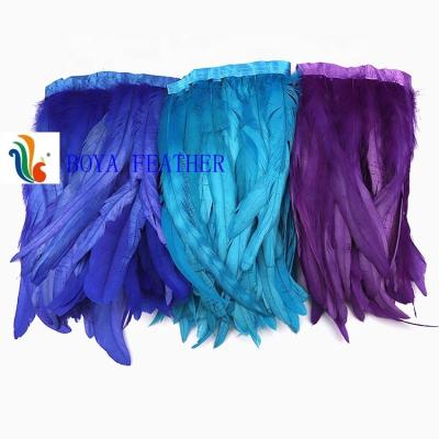 Cina 10-12 pollici di gallo Coque Piuma Frange Trim con nastro satinato in vendita