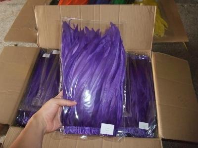 China 10-12 inch Rooster Coque Feather Fringe Trim voor snel verzenden DHL UPS FEDEX EMS TNT Te koop