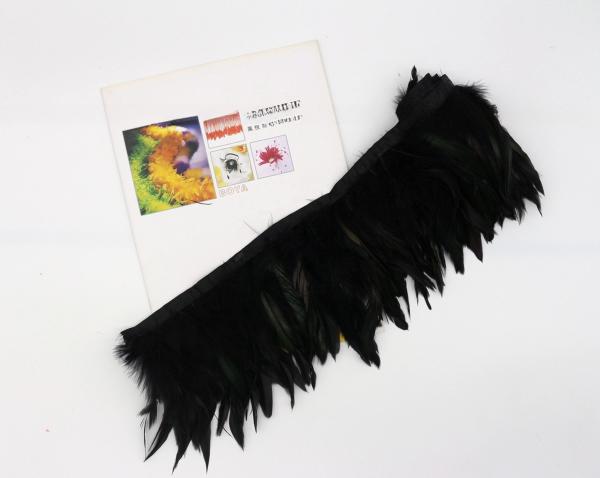 Quality Black Coque Feather Fringe Trim With Satin Ribbon Shipping Via FedEx 4-6 Inches for sale