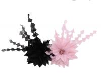 Quality Party Decoration Stripped Ostrich Feather Flower Mount With Wire Accessory for sale