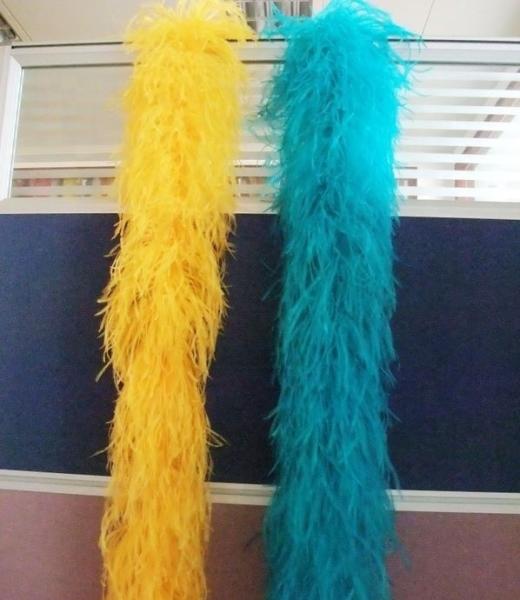 Quality Dyed Pattern Ostrich Feather Boa Scarf 4 Layers Yellow Green For Party for sale
