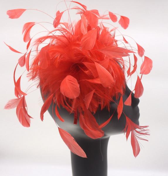 Quality 15*30cm Event Party Red Stripped Coque Feather Flower Mount with Wire Accessory for sale