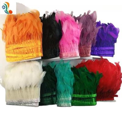 China Customized Stripped Coque Feather Fringe Trim with Dyed Pattern for sale