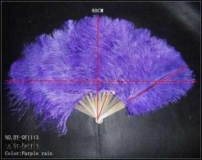Cina 50-55 Cm Decorazione di festa Avestruzzo Piuma Ventilatore a mano Bianco Violettino Articoli caldi tinti in vendita