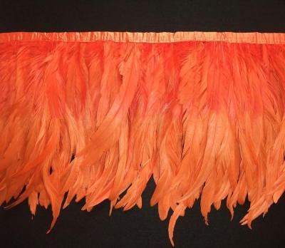 China Feest decoratie lint satin twee kleuren kleur kip veer randje trim 12-14 inch Te koop