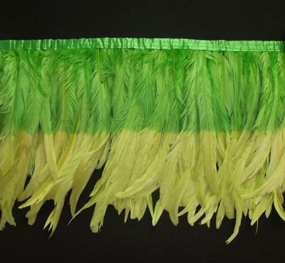 China Feest decoratie lint satin twee kleuren kleur kip veer randje trim 12-14 inch Te koop