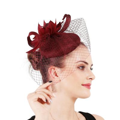 Cina Elegante cappello a base di sinamay e fascinatore di piume per l'invio da DHL UPS FEDEX EMS TNT in vendita
