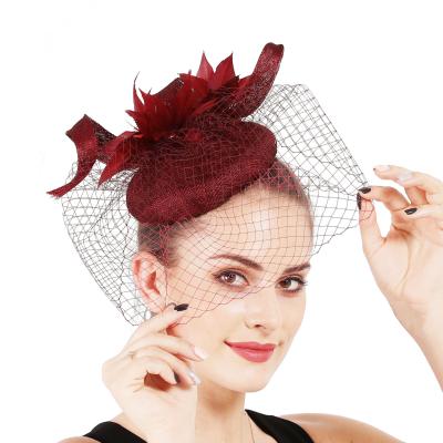 Cina Elegante cappello a base di sinamay e fascinatore di piume per l'invio da DHL UPS FEDEX EMS TNT in vendita