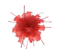 China Dyed Pattern Curly Goose Feather Flower Mount with Wire Accessory for sale