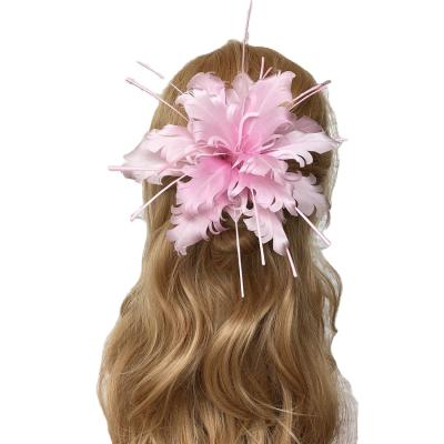 Cina Piuma d'oca Fiore montato con accessorio a filo 15*15 cm Spedizione DHL UPS FEDEX EMS TNT in vendita
