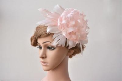 China 15*15 cm Curly Goose Feather Flower Mount with Wire Accessory Pattern Dyed for sale