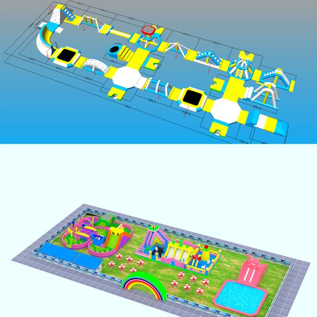 Modular Inflatable Water Park with Floating Obstacles Slides And Climbing Zones for Lake Resort Beach And Aqua Park Projects