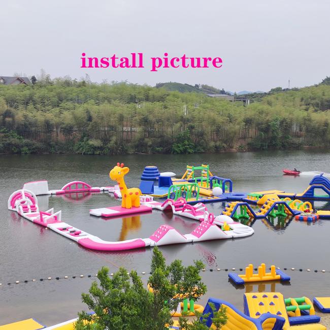 Modular Inflatable Water Park with Floating Obstacles Slides And Climbing Zones for Lake Resort Beach And Aqua Park Projects