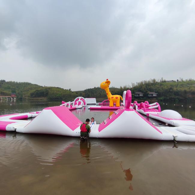 Inflatable Water Park with Floating Obstacles Slides And Climbing Zones for Lake Resort Beach And Aqua Park Projects