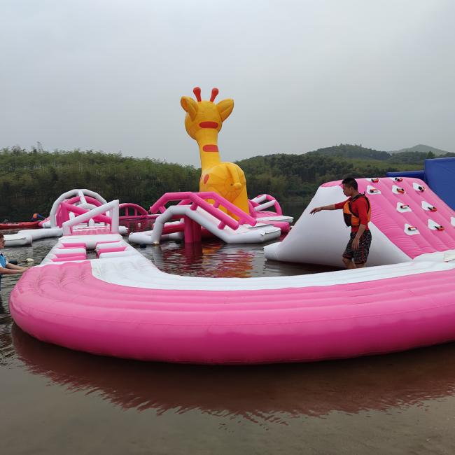 Modular Inflatable Water Park with Floating Obstacles Slides And Climbing Zones for Lake Resort Beach And Aqua Park Projects