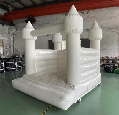 China Pastel White Jumping Bouncy Castle for Kids Wedding Bouncer Pink Inflatable White Bounce House Factory Price for sale