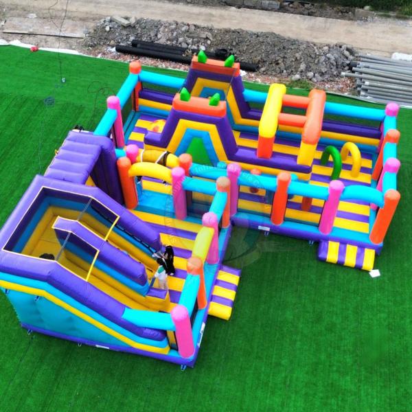 Quality Custom Inflatable Fun Park With Bounce House Slide Combo Obstacle Challenges and for sale
