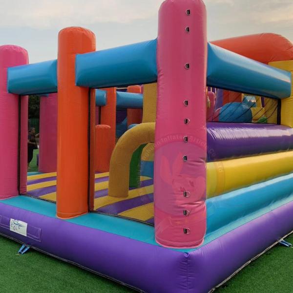 Quality Custom Inflatable Fun Park With Bounce House Slide Combo Obstacle Challenges and for sale