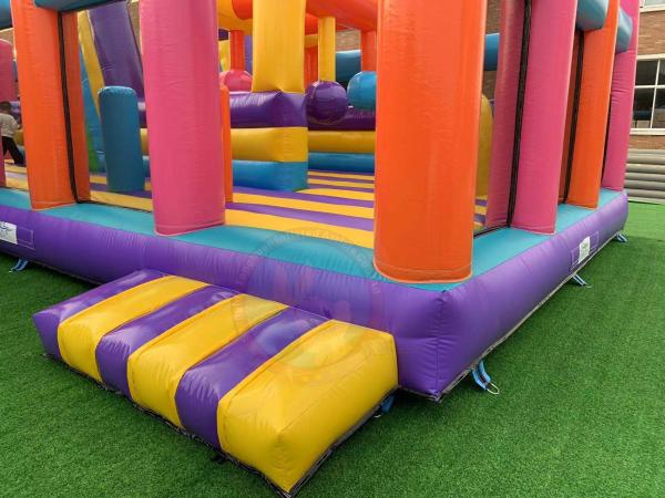 Quality Custom Inflatable Fun Park With Bounce House Slide Combo Obstacle Challenges and for sale