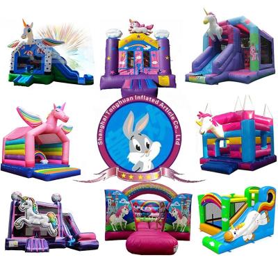 China Backyard Cute unicorn Inflatable Bouncer Slide Colorful Bounce House Jumping Castle unicorn for sale