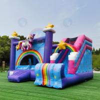 Quality Custom Inflatable Unicorn Bounce House With Slide Rainbow Artwork And Star for sale