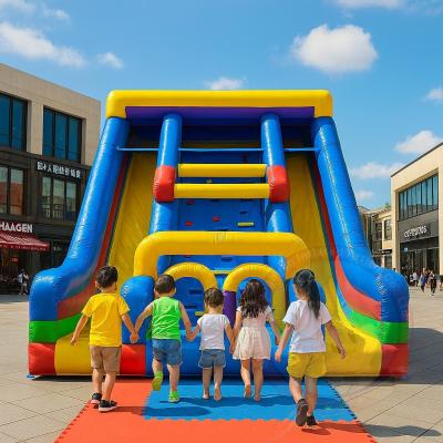 China Inflatable Land Slide Great Value Durable Double Slide Combo With Climbing Wall Multi Color PVC Playground for Outdoor Fun for sale