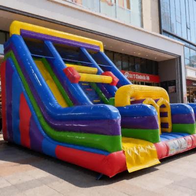 China Inflatable Land Slide Double Slide Combo Durable PVC Inflatable Amusement Park With Climbing Zone for Outdoor Fun for sale