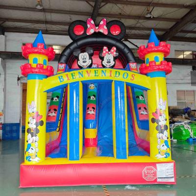 China Factory Price Cartoon Mic/key Min/nie Inflatable Slide Custom Thick PVC Land Slide Castle for Commercial and Rental Business for sale