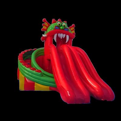 China Inflatable Slide Waterslide Commercial Red Dragon Water Slide Kid Adult Large Size Water Game Onland with Slide Selected Pool for sale