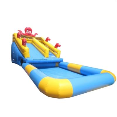 China New Design Red Octopus Inflatable Water Slide with Swimming Pool Land Water Park Inflatable Water Games for Kids Adults for sale
