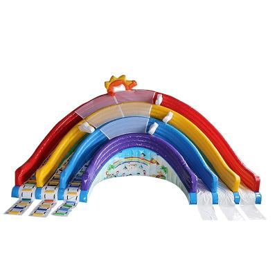 China Desirable Adult Summer rainbow PVC Outdoor Giant Inflatable Water Slide Park for Sale 15m >500kg Kids Water Games for sale