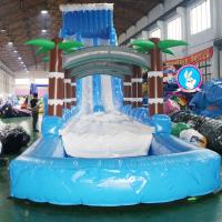 China Long Double Lane Inflatable Pool Water Slide 20m x 4m x 8m Durable PVC Tarpaulin for sale