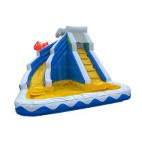 China Double Dolphins Inflatable Floating Water Slide 0.9mm PVC Large Slide with Pool for sale