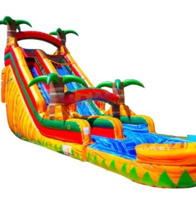 China Commercial Durable Giant Inflatable Water Slide with Pool Factory Price Large Adult Palm Tree Backyard Water Slide for sale