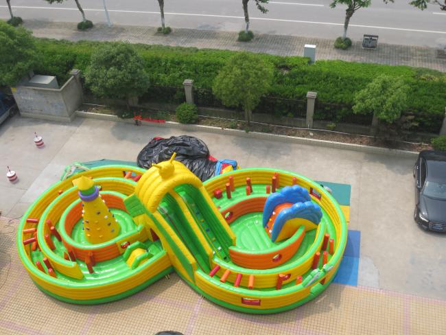 Figure-Eight Inflatable Obstacle Course with Slide for Outdoor Events view 2