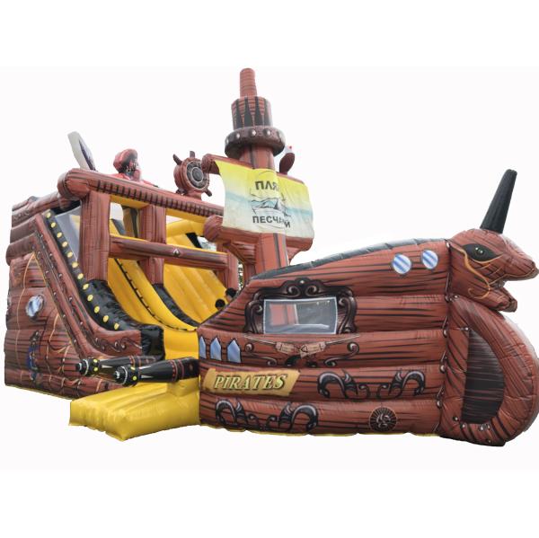 Quality 2026 New Outdoor Inflatable Fun City Playground Equipment Inflatable Pirate Ship Slide for Kids and Adults for sale