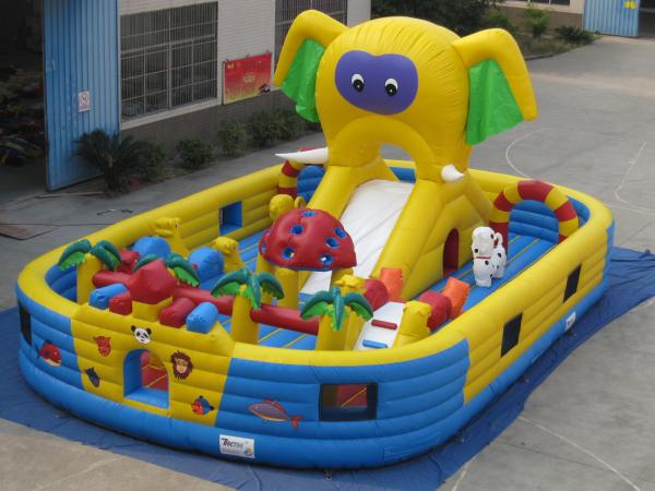 Quality Elephant Theme Inflatable Playground with Slide and Obstacle Area for sale