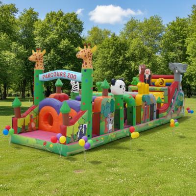 China Commercial Inflatable Obstacle Race Track Land Playground Structure With Custom Modules Theme Colors Branding and Interactive Challenge Features for sale