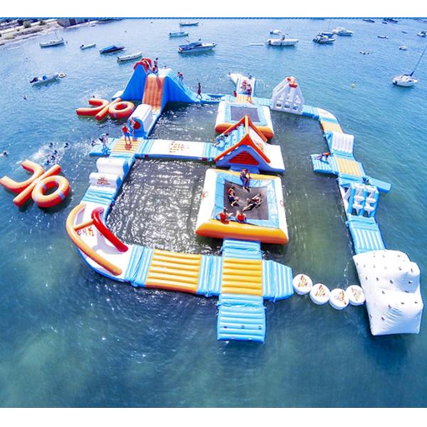 Quality Modular Inflatable Water Park with Custom Floating Obstacle Course Slides for sale