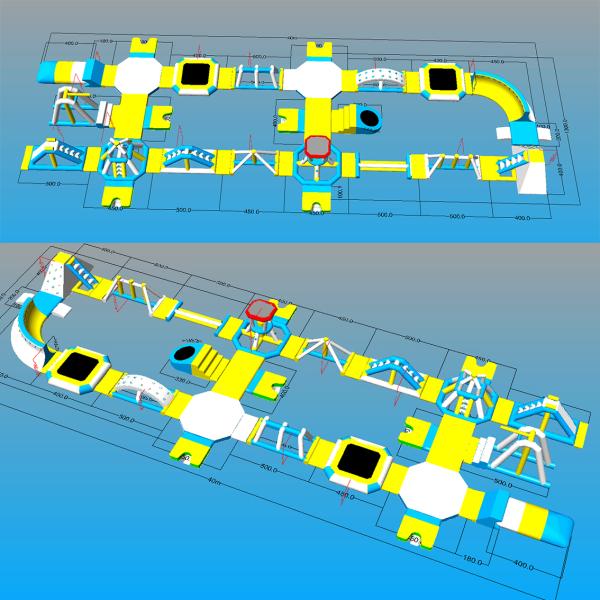 Quality Modular Inflatable Water Park with Custom Floating Obstacle Course Slides for sale