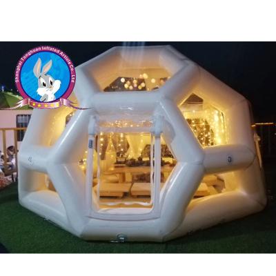 China Shanghai football shape airtight inflatable transparent soccer bubble tent dome igloo for outdoor camping for sale
