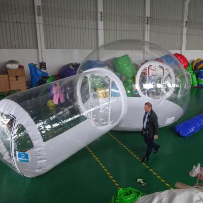 China China Factory Cheap Inflatable Double Long Tunnel Clear Dome Tent Bubble Transparent House for Party Advertising for sale