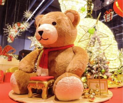 China Inflatable Stuffed Beige Brown Teddy Plush Furry Bear for Christmas Mascot Balloon for sale