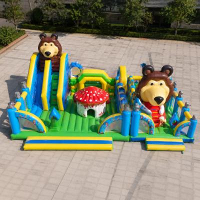 China Inflatable Fun City Cartoon Animal Playground Bounce Slide Combo Challenge Course Event Attraction Indoor Outdoor Party Rental Project for sale