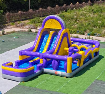 China Commercial Outdoor Wet/Dry Slide Combo Inflatable Bouncy Castle Obstacle Course with Pool Inflatable Amusement Park for sale