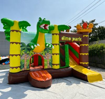 China Commercial Inflatable Dino Bounce House Combination Dinosaur Bouncy Castle Slide Jumper with Belt for Kids' Play for sale