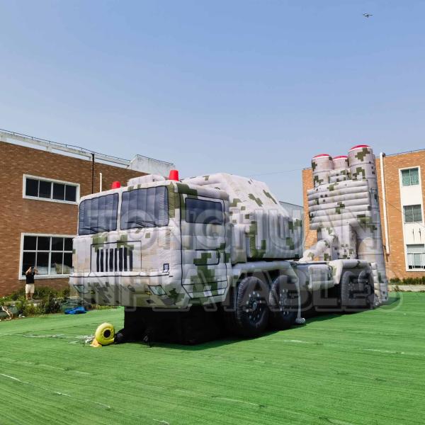 Quality Custom Inflatable Launcher Vehicle Decoy with Vertical Canister Structures and Camouflage Truck Body for Training Displays and Outdoor Simulation Projects for sale