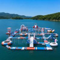 Quality Custom Modular Inflatable Water Park with Floating Walkways Slides Trampolines for sale