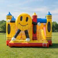 Quality Custom Inflatable Bounce House with Slide and Smiley Theme for Children Events for sale