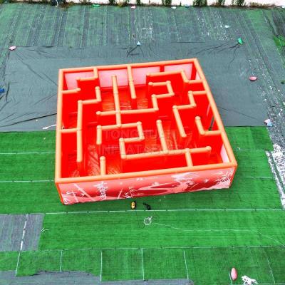 China Commercial Red Inflatable Maze with High Walls Multiple Routes and Custom Printed Panels for Events Team Games and Amusement Parks for sale